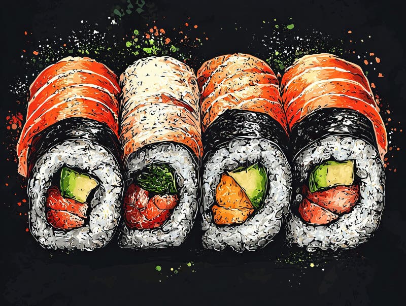 A Digital Vector Illustration of Sushi, Suitable for Graphic Design ...
