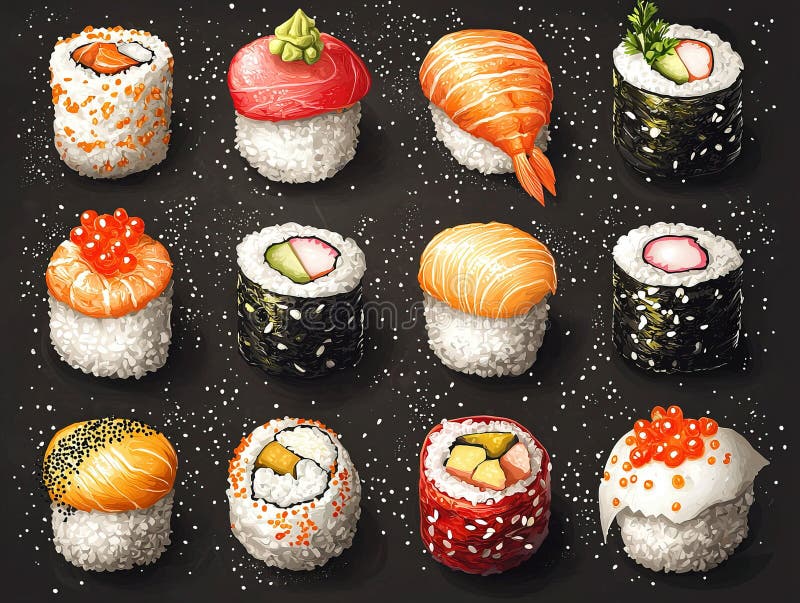 A Digital Vector Illustration of Sushi, Suitable for Graphic Design ...