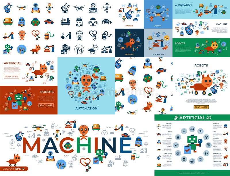 Digital machine automation stock illustration. Illustration of face ...