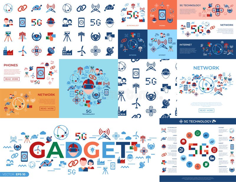 Digital Mobile Technology Simple Icons Stock Illustration ... Digital Mobile Technology Simple Icons Stock Illustration ...