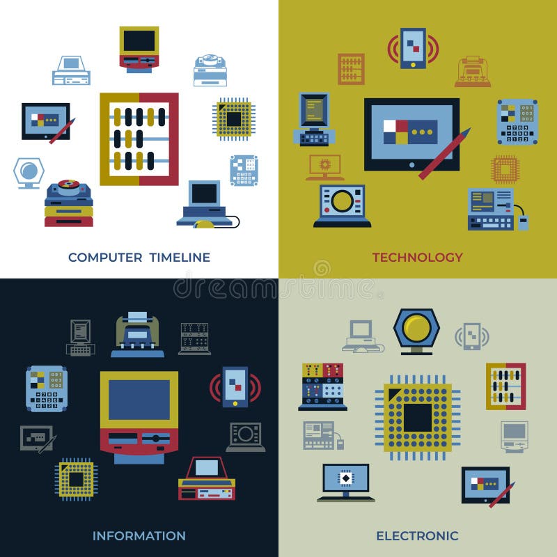 Digital Vector Personal Computer Timeline Stock Illustration ...