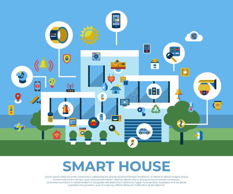 Digital Vector Smart and Digital Home Stock Illustration - Illustration ...