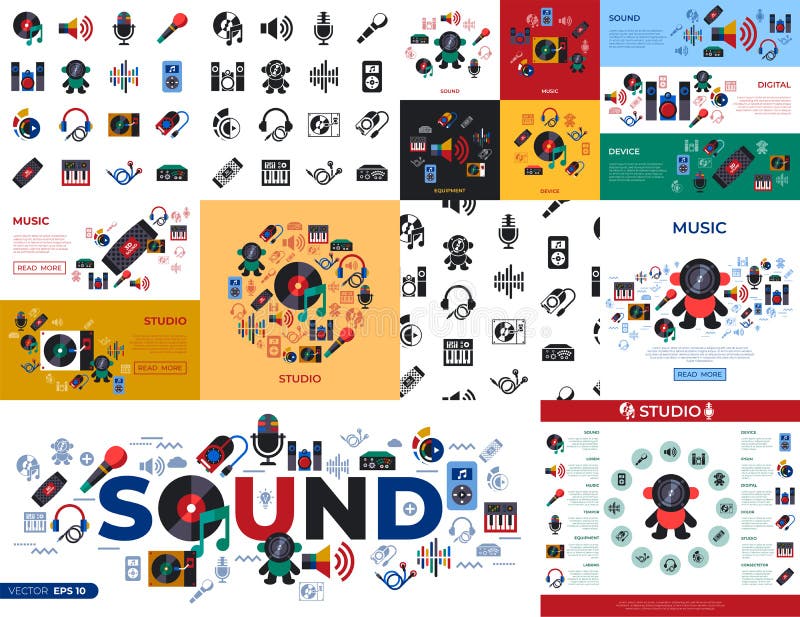 Digital Sound Design and Instruments Stock Illustration - Illustration ...