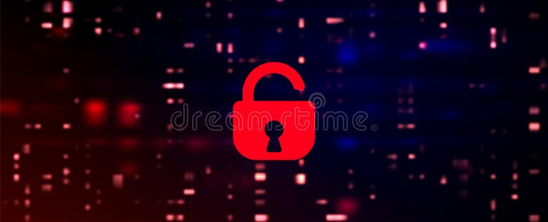 Digital Vector Tech Dark Blue Background with Brocken Lock. Data Breach ...