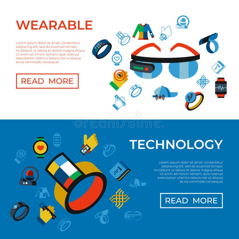 Digital Vector Wearable Technology Icons Set Stock Illustration ...