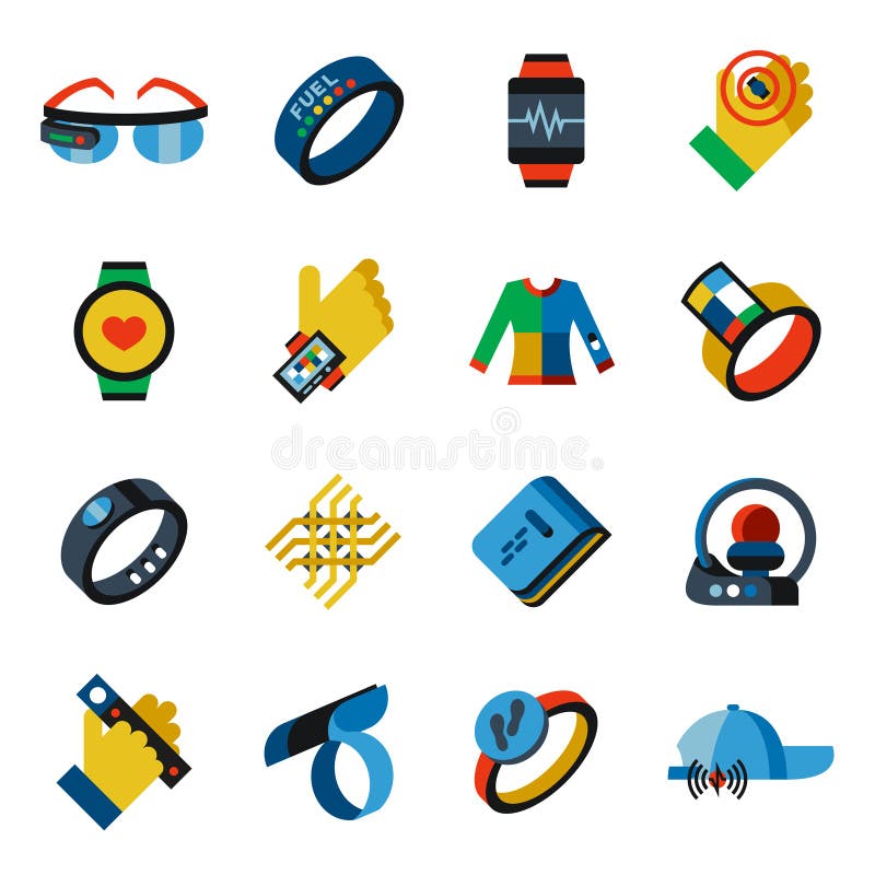 Digital Vector Wearable Technology Icons Set Stock Illustration ...