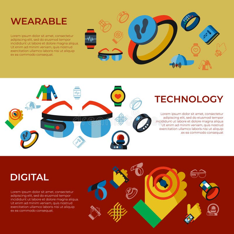 Digital Vector Wearable Technology Icons Set Stock Illustration ...