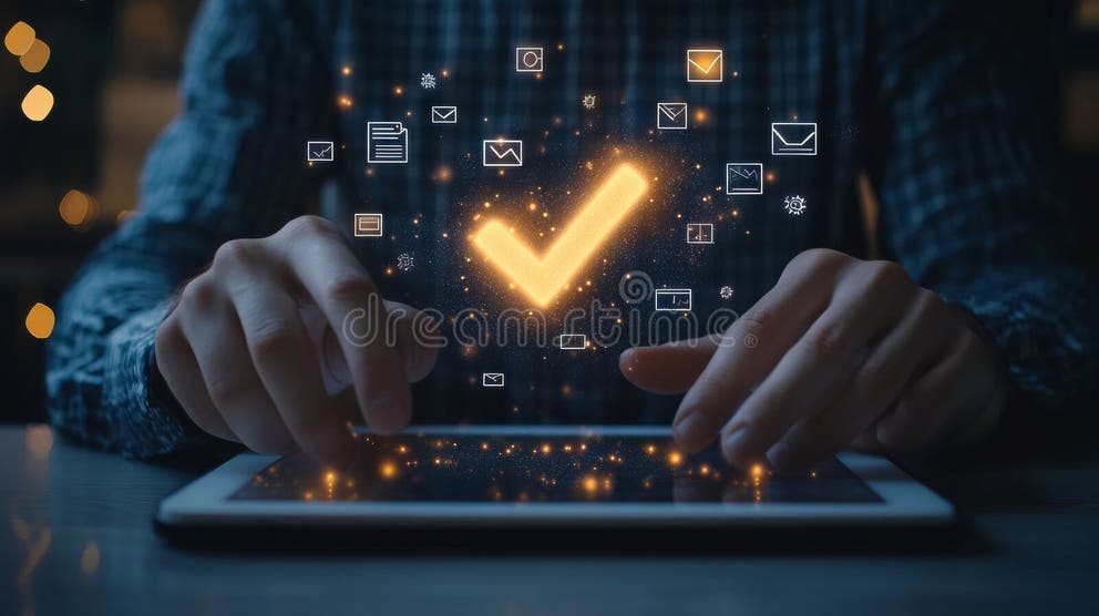 Digital Verification on Tablet Interface Stock Illustration ...