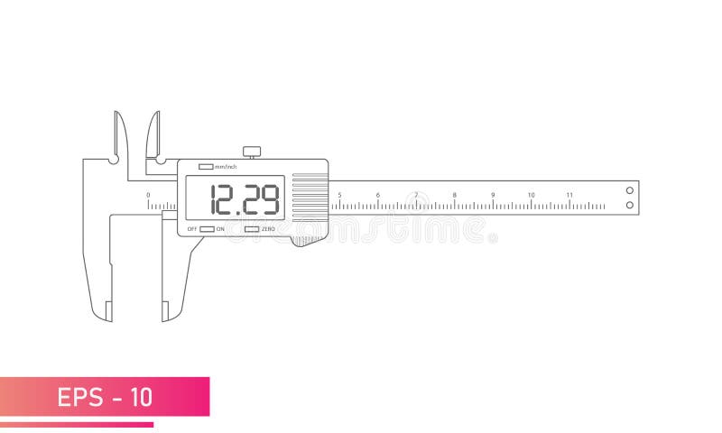 Digital Vernier Caliper with Display and Numeric Scale in Contour ...