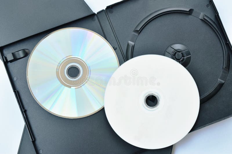 Digital Versatile Disc or DVD with Black Plastic Box Packaging on White ...