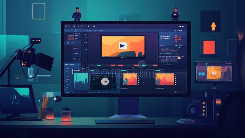 Video Editing Workstation Setup Illustration Stock Illustration ...