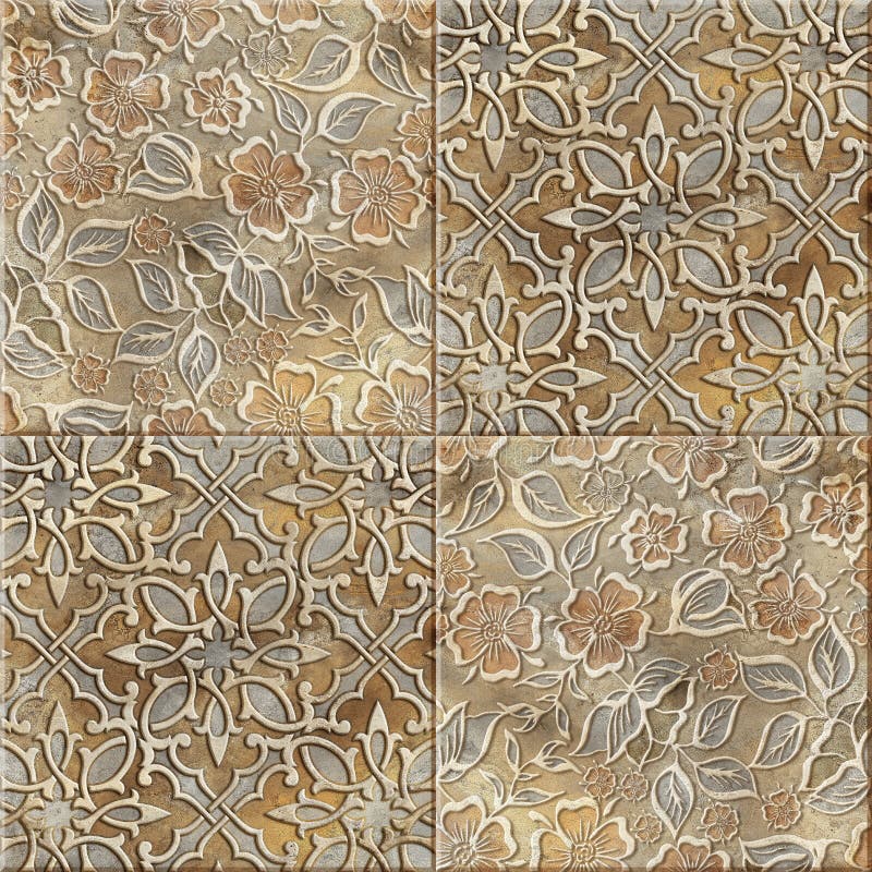 Digital Vintage Aged Ceramic Wall Tiles Decoration Stock Illustration ...