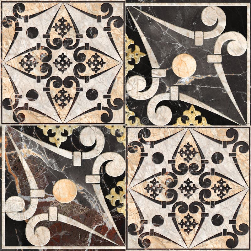 Digital Vintage Aged Ceramic Wall Tiles Decoration Stock Illustration ...