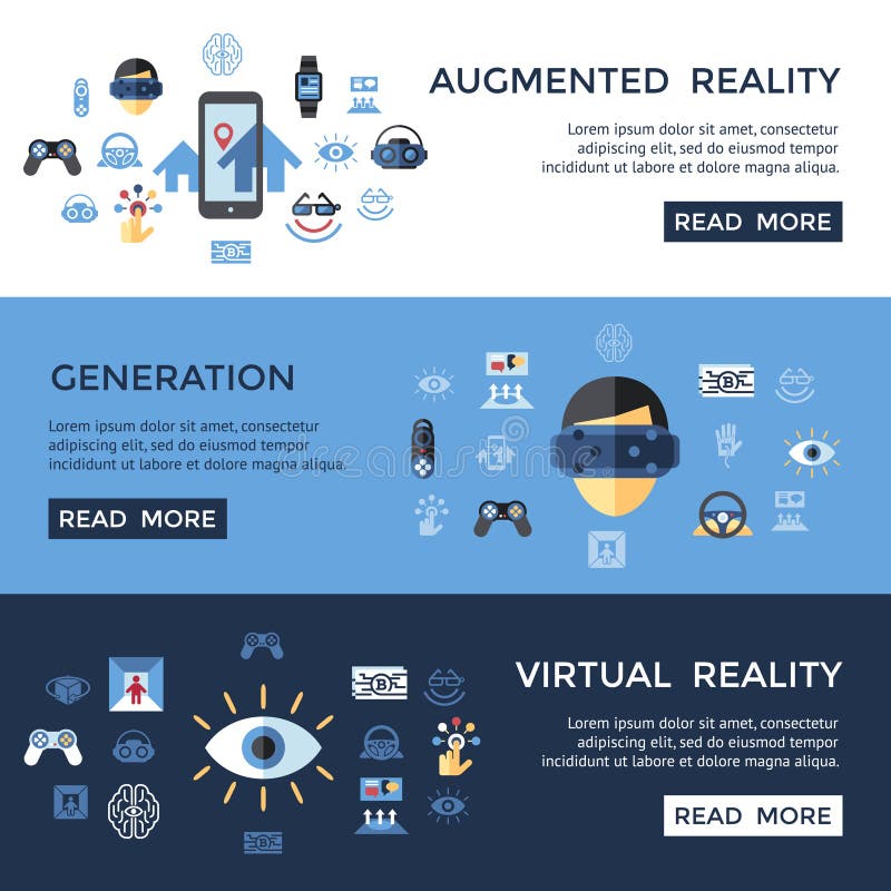 Digital Virtual Augmented Reality Set Collection, Next Ge Stock ...