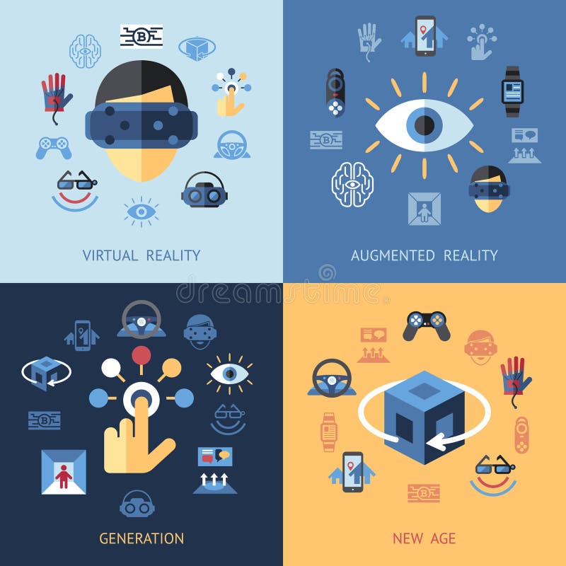 Digital Virtual Augmented Reality Set Collection, Next Ge Stock ...