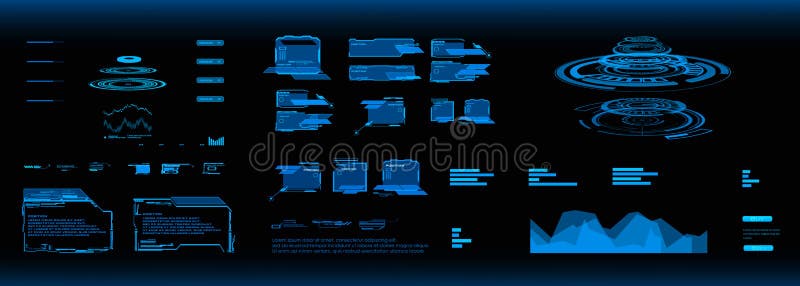 Digital Virtual Futuristic User Interface. Virtual Panel with a Set of ...