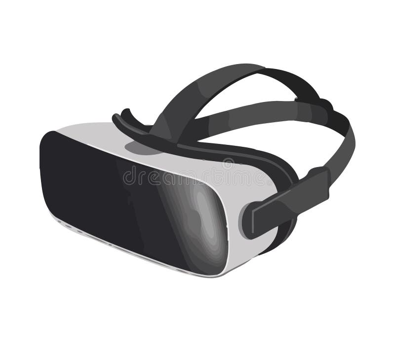 Digital Virtual Reality Simulator Watching 3D Shapes Stock Vector ...