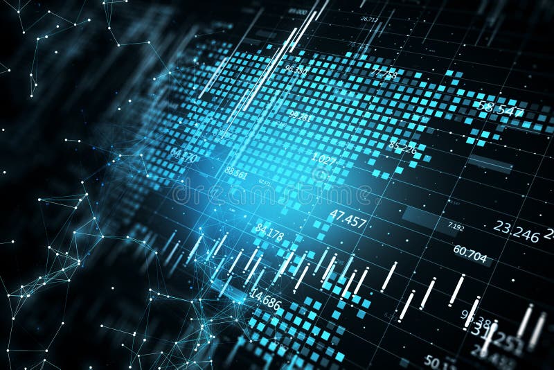 Digital Virtual Screen with Stock Data and World Map Hologram Stock ...