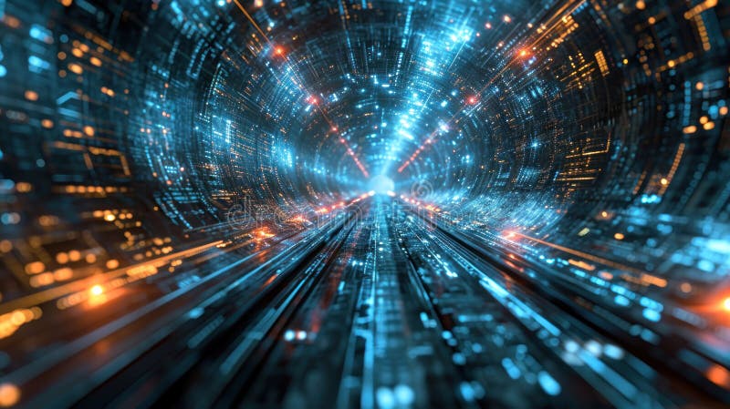 Digital Virtual Tunnel in Cyberspace, Perspective View of Abstract ...