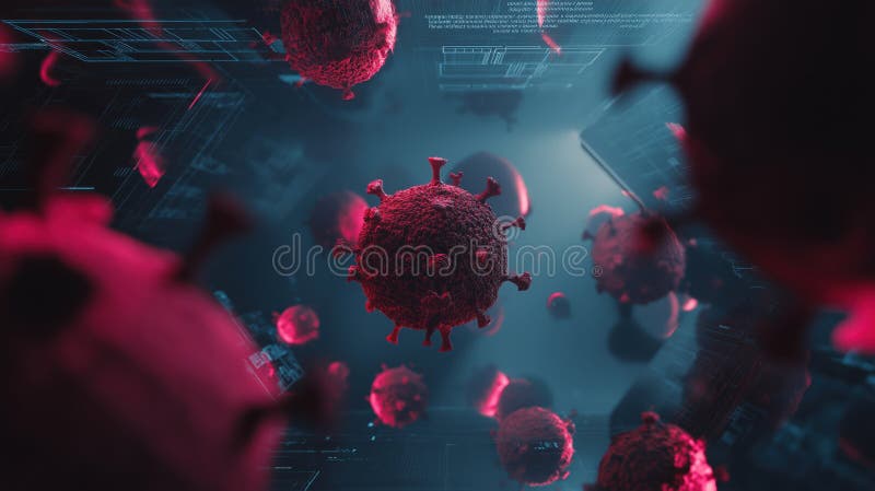 Digital Virus Attack Concept GenerativeAI Stock Image - Image of macro ...