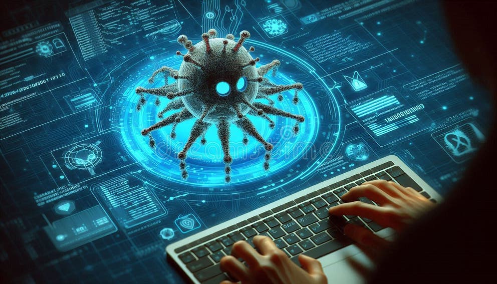 Digital Virus Concept with Computer Interaction Stock Illustration ...