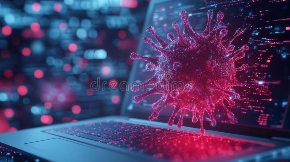 Digital Virus Concept on a Laptop Displaying Cybersecurity Threat in ...