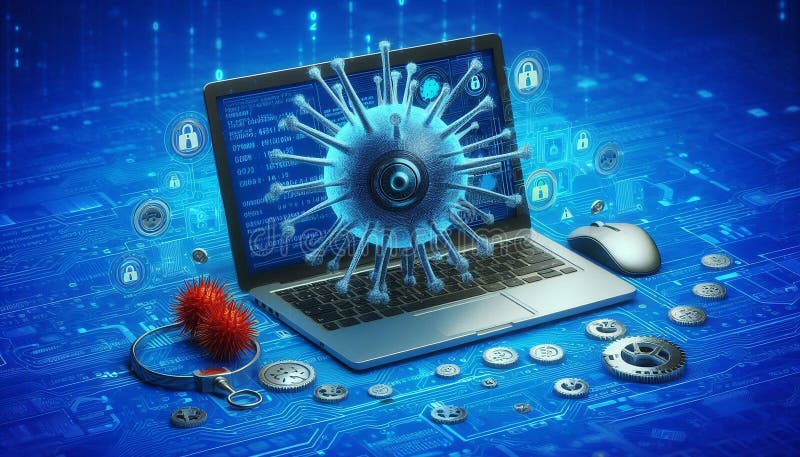 Digital Virus Concept with Laptop and Malware Imagery Stock ...