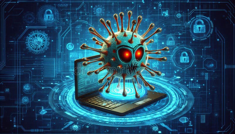 Digital Virus Concept with Laptop and Security Elements Stock ...
