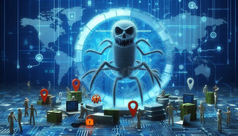 Digital Virus Concept with Malware Visualization Stock Illustration ...