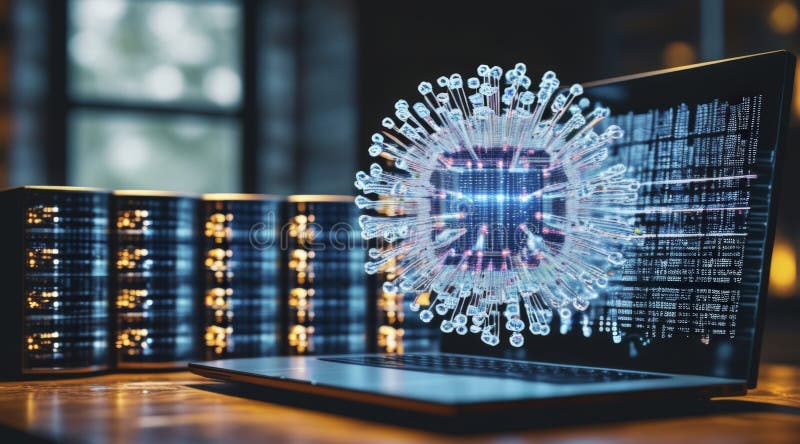 Digital Virus and Cyber Attack Threatening Laptop Computer and Server ...
