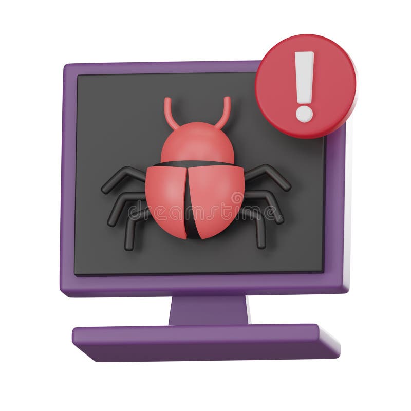Digital Virus 3D Icon Cybersecurity, Computer Bug, Malware 3D Render ...
