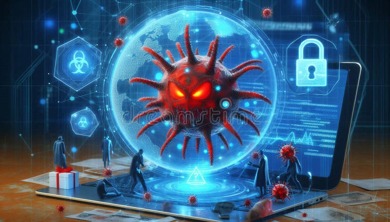 Digital Virus and Malware Concept Illustration Stock Illustration ...