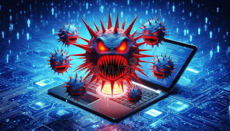 Digital Virus and Malware Concept on Laptop Stock Illustration ...