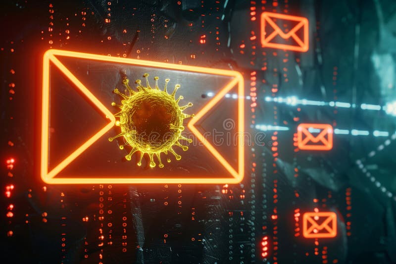 Digital Virus Warning Sign with Email Icon Stock Photo - Image of ...