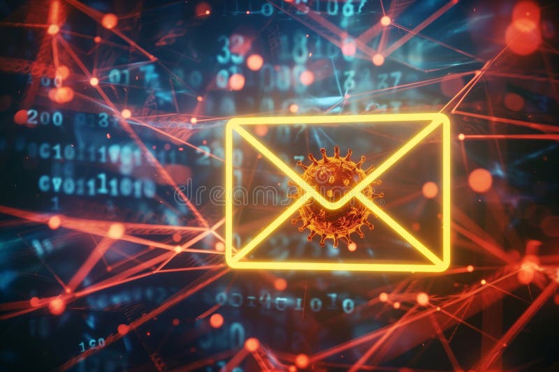 Digital Virus Warning Sign with Email Icon Stock Image - Image of ...