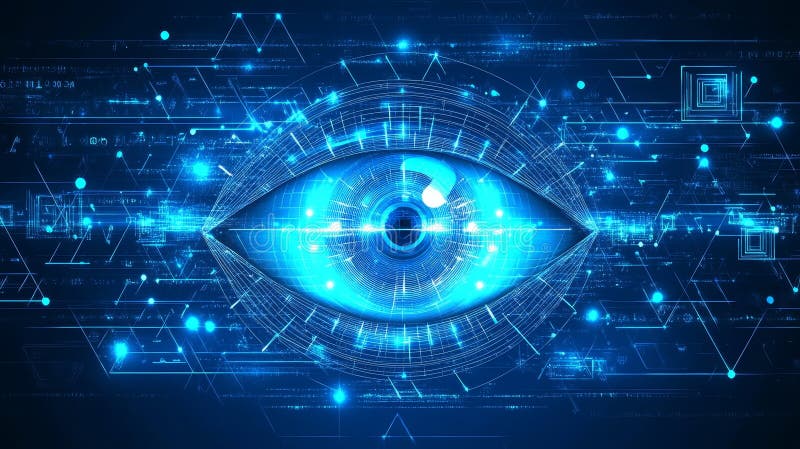 Digital Vision Abstract Blue Eye with Connected Dots, Triangles, and ...