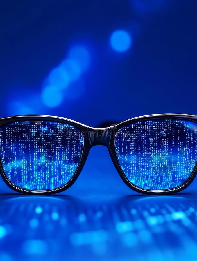Digital Vision Code in Spectacles Abstract Image Symbolizing Technology ...