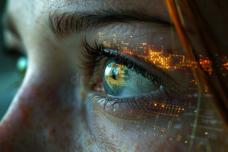Digital Vision Concept with a Human Eye and Cityscape Reflections Stock ...