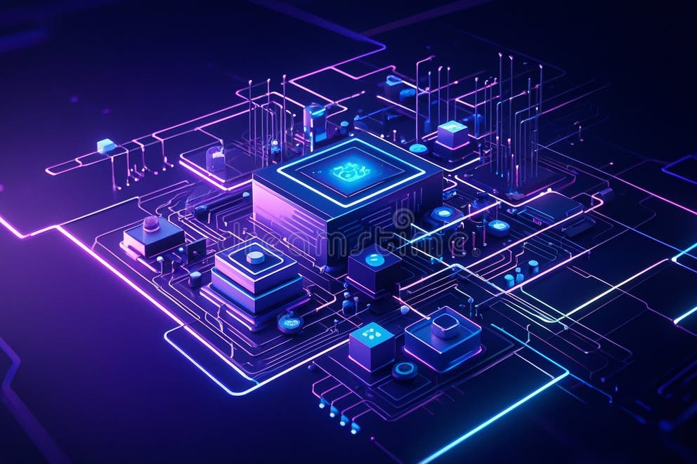 Digital Visualization of AI Algorithms Featuring Linked Nodes and Circuits Stock Illustration ...