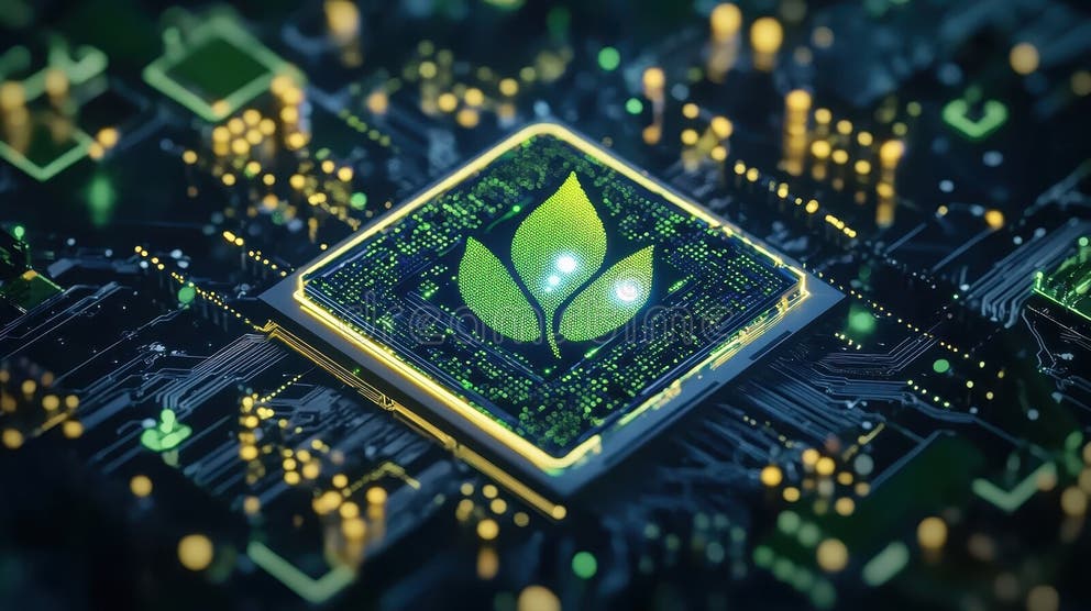 A Digital Visualization of AI-driven Eco-friendly Computing, Featuring ...