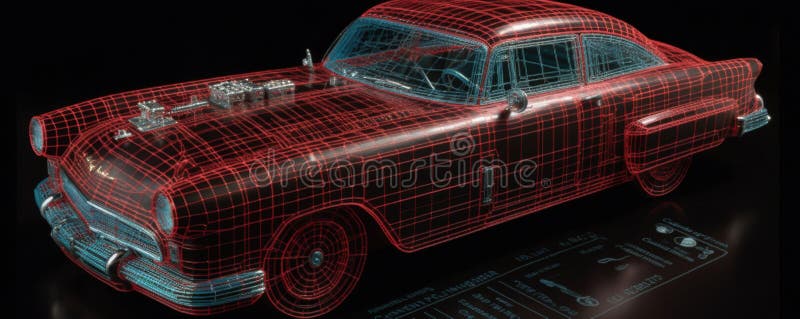 Digital Visualization of a Car Schematic Diagram with Technical Details ...