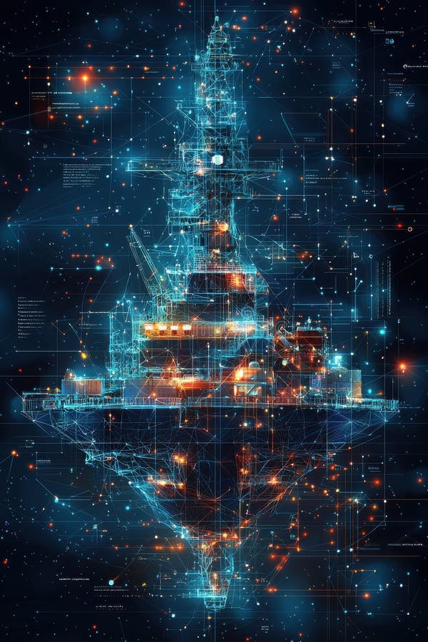 Digital Visualization Cargo Ship Connectivity Technology Elements Stock ...