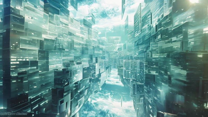 Digital Visualization of a Cityscape Filled with a Multitude of Windows ...
