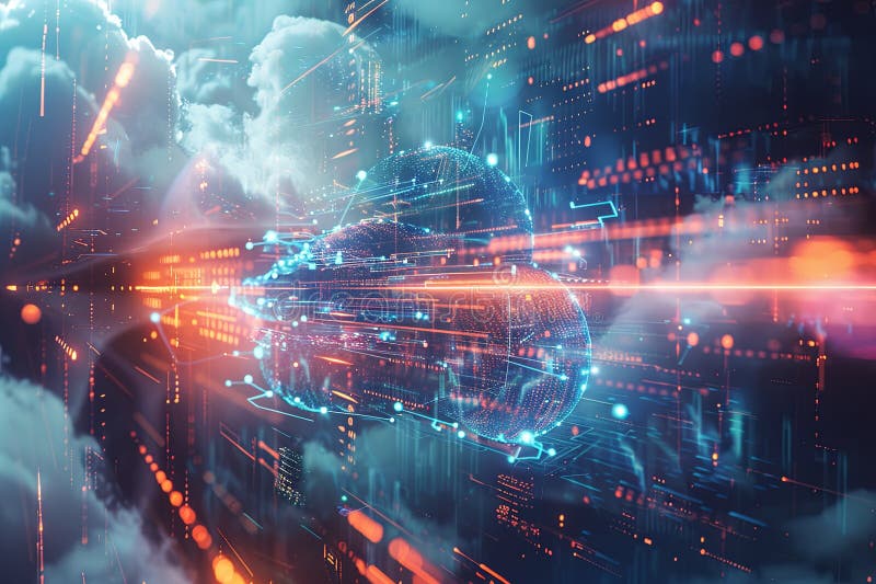 A Digital Visualization Of Cloud Computing With Data Processing And Ai Operations Generative Ai 0780