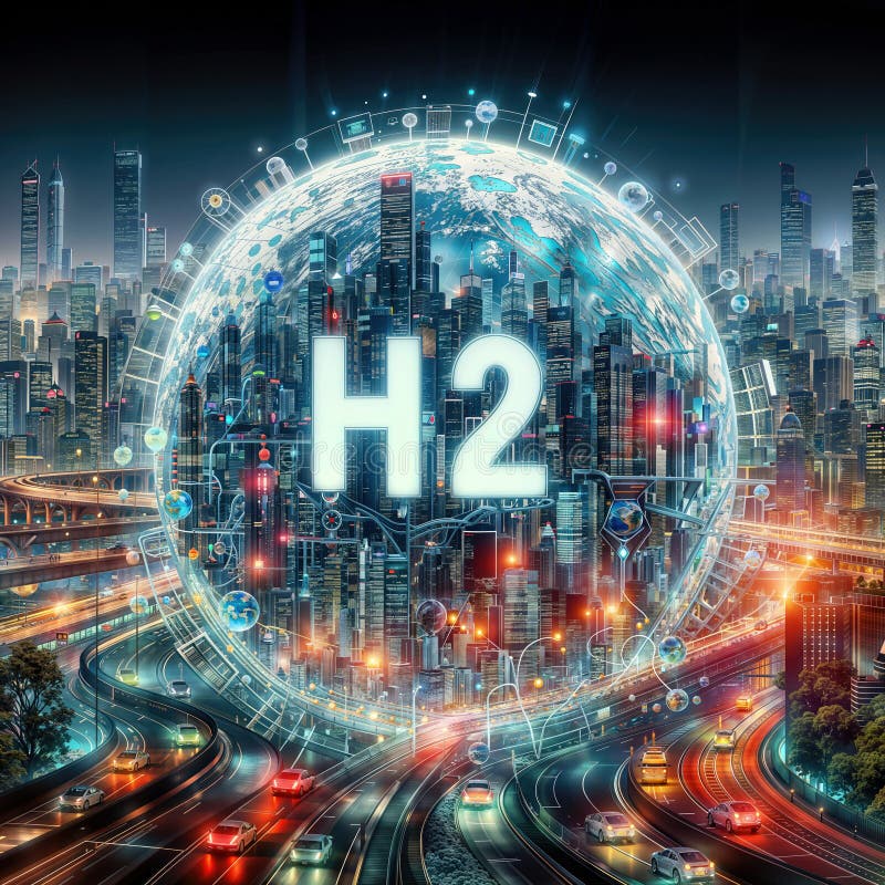Digital Visualization: Cyberpunk Metropolis with Hydrogen S Energy ...