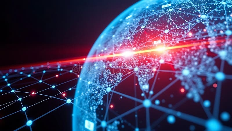 Global Network Connections Data Stream Illuminated Stock Illustration ...