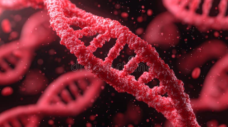 Digital Visualization of DNA Sequencing in Red Colors Stock ...