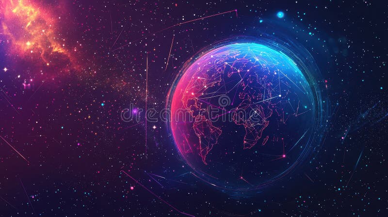 Digital Visualization of Earth in a Cyberpunk Universe Stock Photo ...