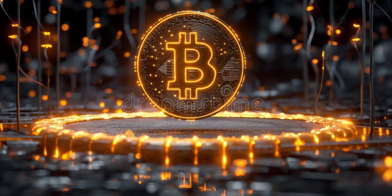 Experience a Dynamic Bitcoin Symbol Enhanced with Glowing Effects Set ...