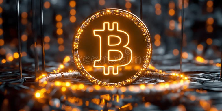 Experience a Dynamic Bitcoin Symbol Enhanced with Glowing Effects Set ...
